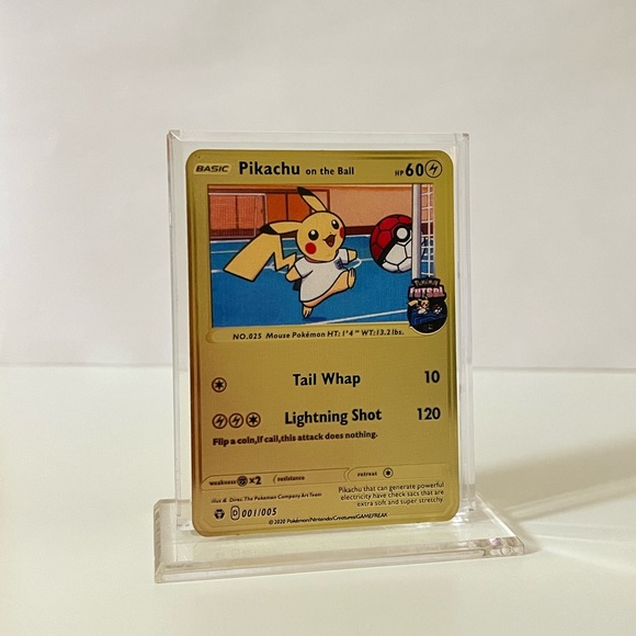 Pokemon | Other | Pokemon Pikachu On The Ball 0005 Metal Gold Card ...
